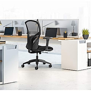 BOWERY HILL 22.5" Modern Metal and Fabric Mesh High-Back Task Chair in Black