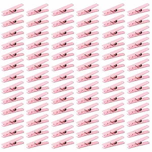 100 Mini Clothes Pin for Baby Shower Girl Game, 1.37 Inch Pink Plastic Small Clothespin Gender Reveal Party Favors (Pink)