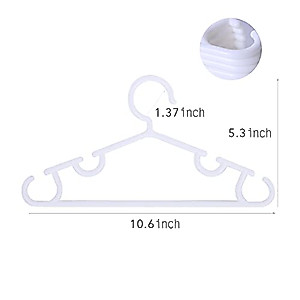 veeyidd Tubular Baby Hangers 10.5" Size for Newborn Kids Infant Children Toddler with Plastic Hanger Straps (White, 60 Pack)