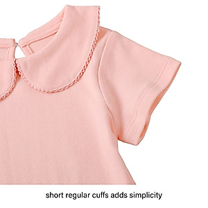 ROMPERINBOX Baby Girl Onsies 0-3 Months 3-6 6-9 9-12 12-18 18-24 Months Girls Boys Peter Pan Short Sleeve Bodysuit(Pink,3-6 Months)