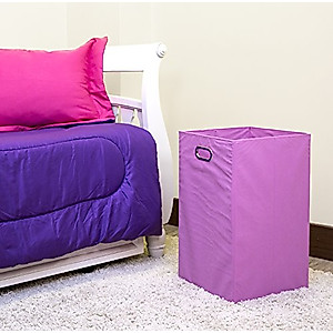 Folding Laundry Basket, Solid Pink with Handles – High-Strength Polymer Construction – Folds for Easy Storage and Transportation