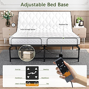 JAXPETY Adjustable Bed Frame Queen Size Electric Adjustable Bed Base with Head and Foot Incline Low-Noise Motor and Remote Control, Electric Bed Frame Fit for Most Mattress, Black