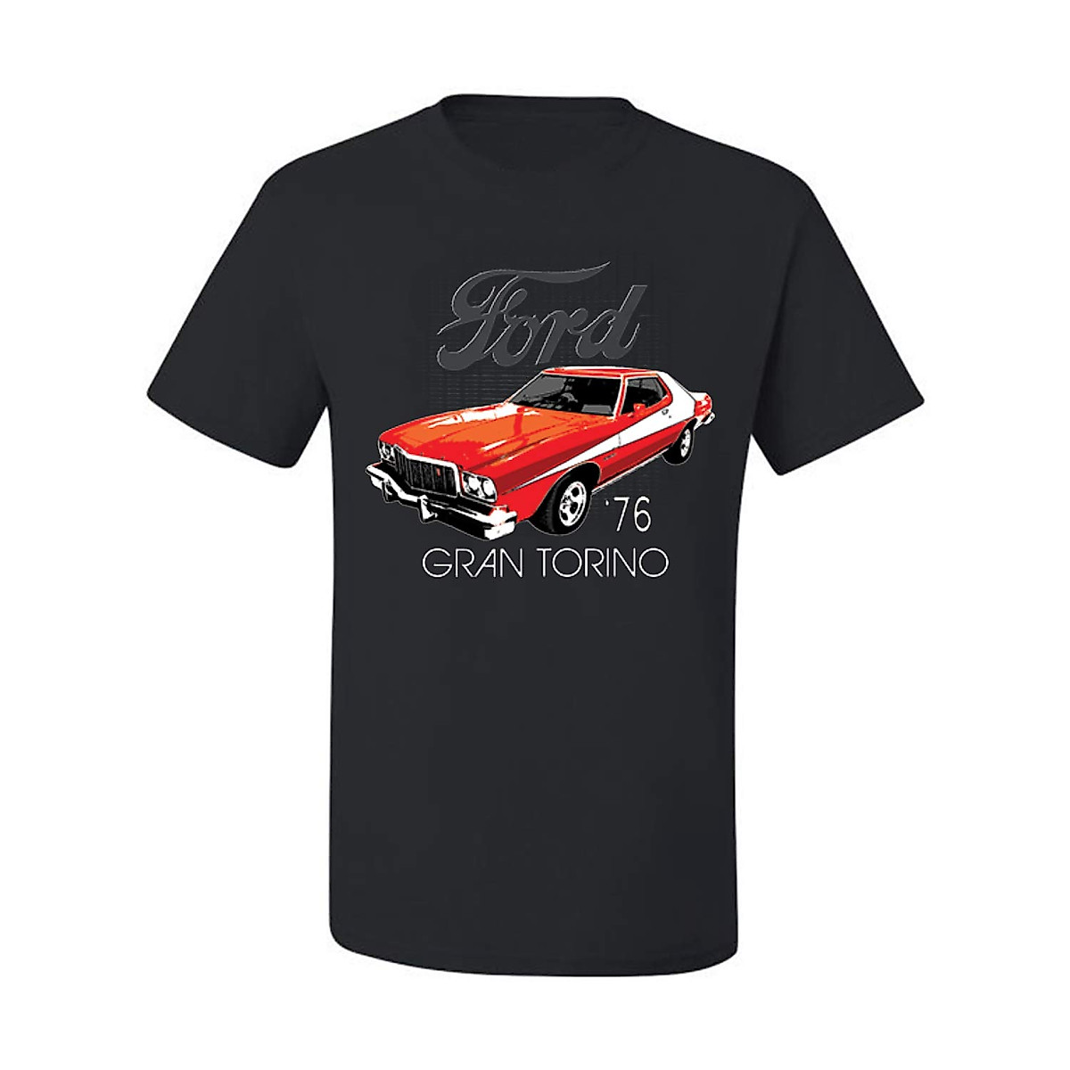 Ford '76 Gran Torino Vintage Car Cars and Trucks Men's Graphic T-Shirt, Black, X-Large