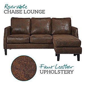 Abbyson Living Henry Reversible Sofa - Traditional Design, Fabric, Brown