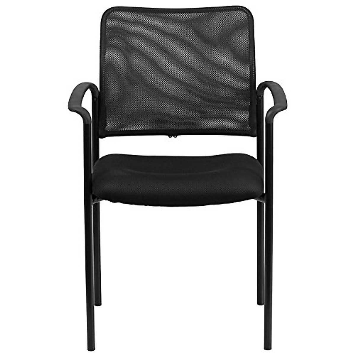 Flash Furniture Jana Comfort Black Mesh Stackable Steel Side Chair with Arms