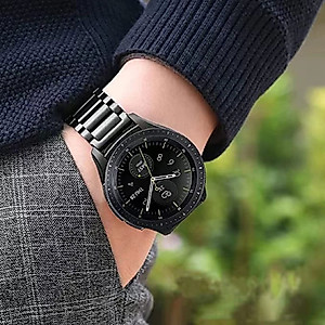 Moran Stainless Steel Watch Band Quick Release Replacement Metal Strap 20mm 22mm for Men Women (Black+Folding Clasp, 20mm)