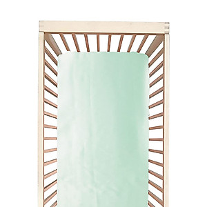 Cozysilk 100% Mulberry Silk Crib Sheet for Baby Hair, Standard Crib Mattress Sheet for Boys & Girls, Soft Smooth Breathable Baby Crib Fitted Sheets 28x52, Aqua Green