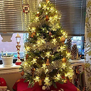 Tasodin Star String Lights Battery Operated Waterproof 40 LED 20 FT Star Fairy String Lights with Remote Control for Home, Party, Christmas, Wedding, Garden Decoration, Warm White