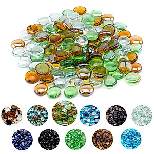 Skyflame 10-Pound Blended Fire Glass Beads for Fire Pit Fireplace Landscaping, 1/2-Inch High Luster Emerald Green, Crystal Ice, Caramel