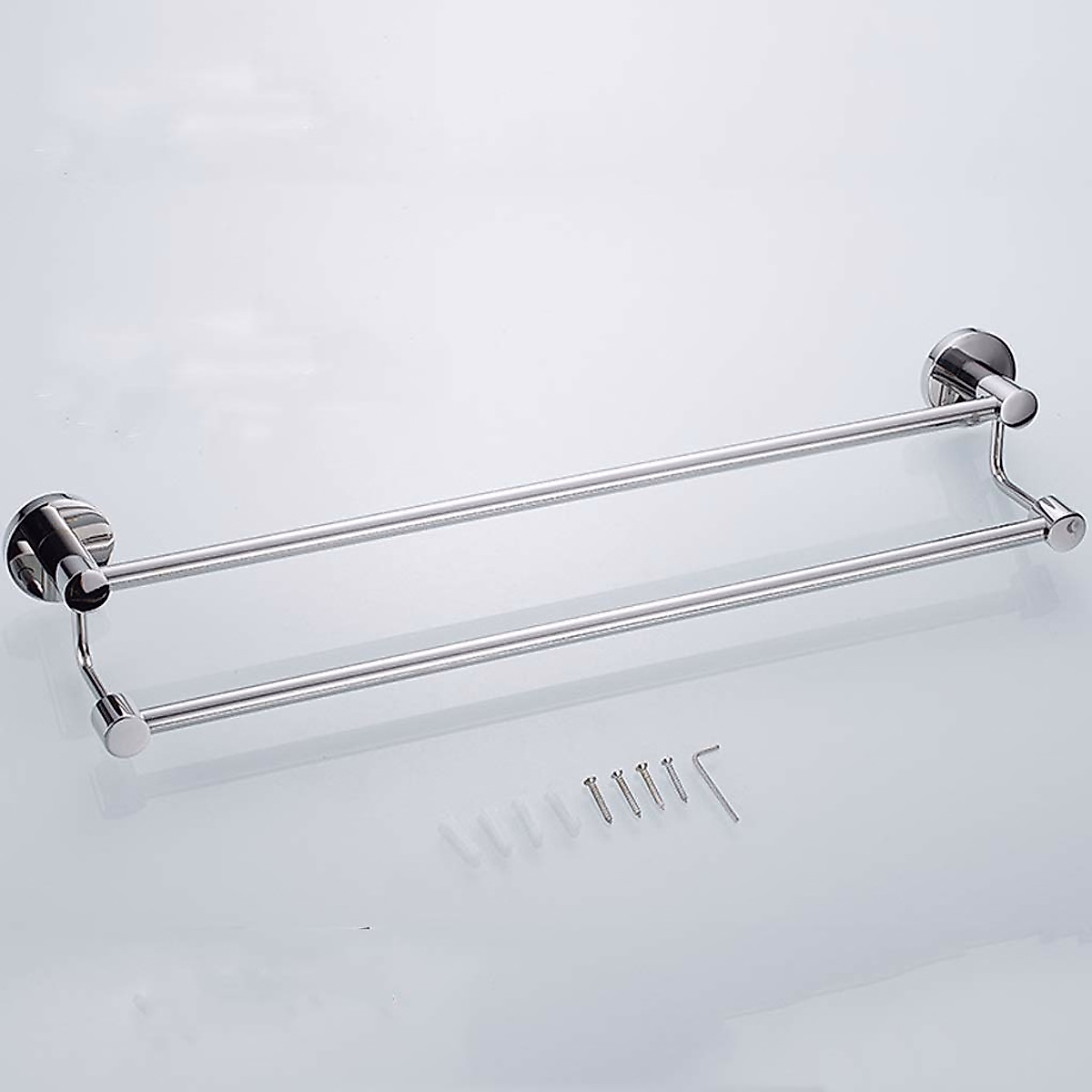 INDYAH Towel Racks，Double Tea Towel Holder for Hanging Over The Kitchen Cupboard Door - Towel Rack - Also Suitable As a Bath Towel Holder - Stainless Steel Wall Mounted