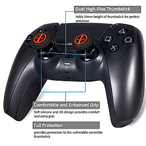 Playrealm FPS Thumbstick Extender & Printing Rubber Silicone Grip Cover 2 Sets for PS5 Dualsenese & PS4 Controller (Immortal)