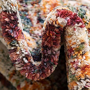 Unique Loom Isabella Collection Distressed Botanical Ivory/Multi Square Rug (5' 0 x 5' 0)