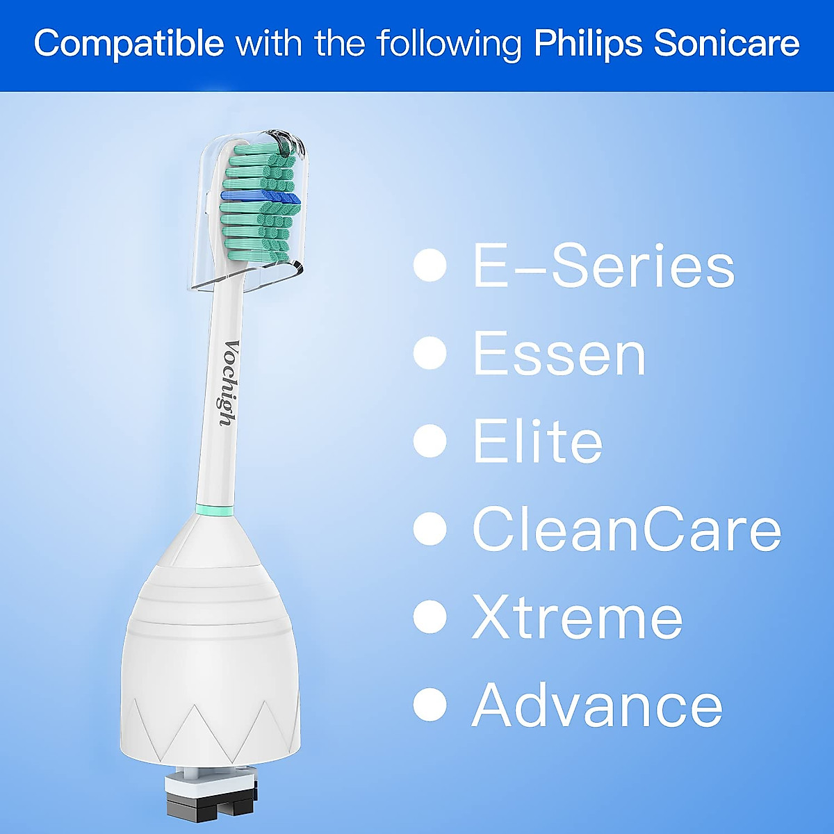 Vochigh Replacement Toothbrush Heads Compatible with Philips-Sonicare: fits e-Series HX7022 CleanCare & Xtreme Screw-on Electric Brush Handles, 6 Pack