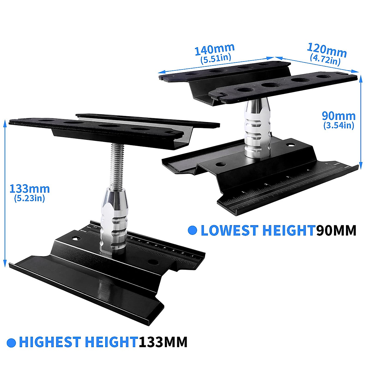 FriHobby RC Car Work Stand RC Tool Kit Repair Workstation Aluminum Alloy 360 Degree Rotate w/Screw Kit & Screw Tray, Wheel Wrench for 1/8 1/10 1/12 1/16 Scale Models Cars Trucks (Black)