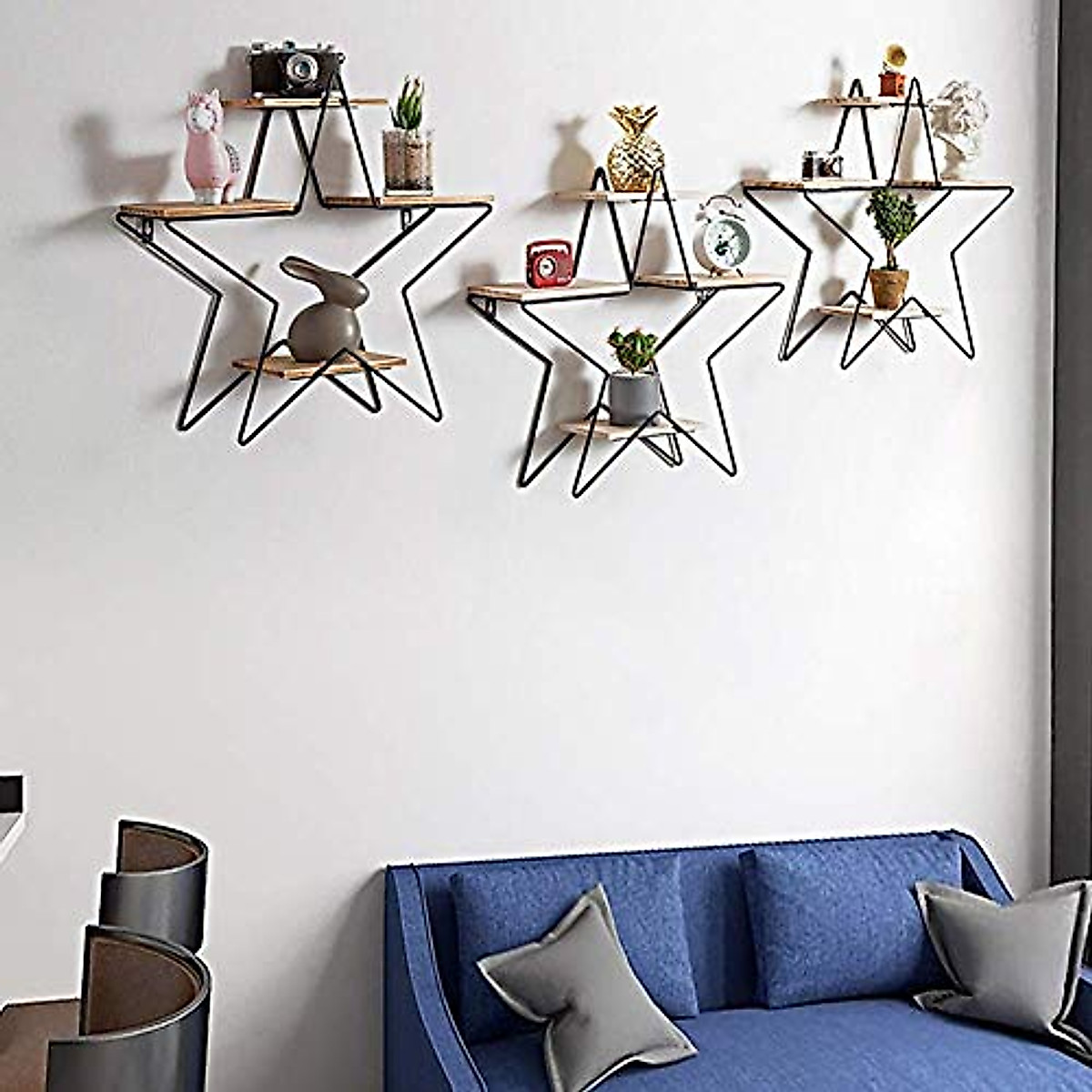 PIBM Stylish Simplicity Shelf Wall Mounted Floating Rack Shelves Living Room Multifunction Decoration Display Stand Iron Art Multi-Layer Bedroom,Kitchen, Black , b