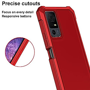 Ailiber for TCL 40 T Phone Case, TCL 40XL Case with Screen Protector 6.75", Dual Layer Structure Protection, Shock-Absorbing Corner TPU Bumper, Slim Silicone Rugged Cover for TCL 40 XL/TCL 40T-Red