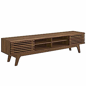 Modway Render 70" Mid-Century Modern Low Profile Media Console TV Stand, 70 Inch, Walnut Walnut