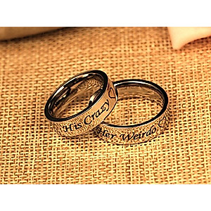 Blowin His Crazy Heart Ring Stainless Steel Engagement Wedding Band for Women (Her Size 9)