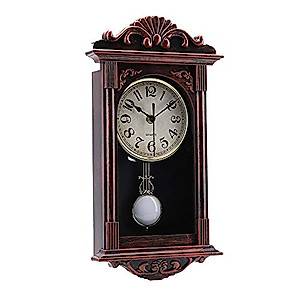jomparis Pendulum Wall Clock Retro Quartz Decorative Battery Operated Wall Clock for Living Room, Office, Home Decor(16 Inch, Bronze)