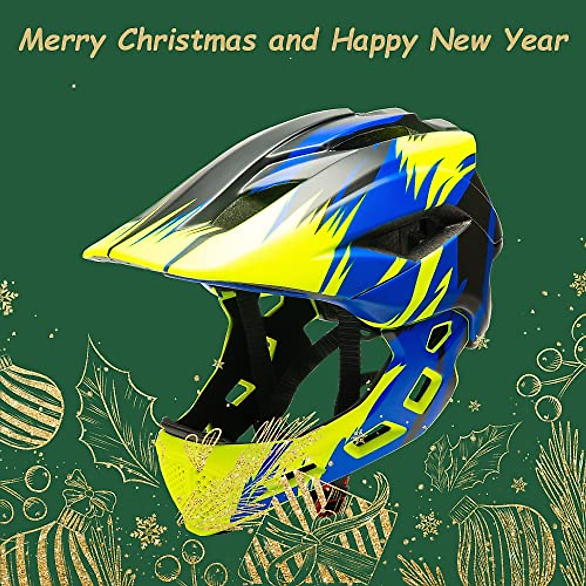 Natuway Kids Full Face HelmetS for Cycling Scooter Skateboard BMX Bike Roller-Skate Protective Gear Blue