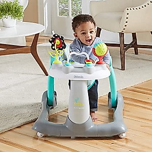 Kolcraft Tiny Steps 2-in-1 Infant and Baby Activity Baby Push Walker Foldable with Wheels, Seated or Walk-Behind for Baby Girl or Boy - Bubbles
