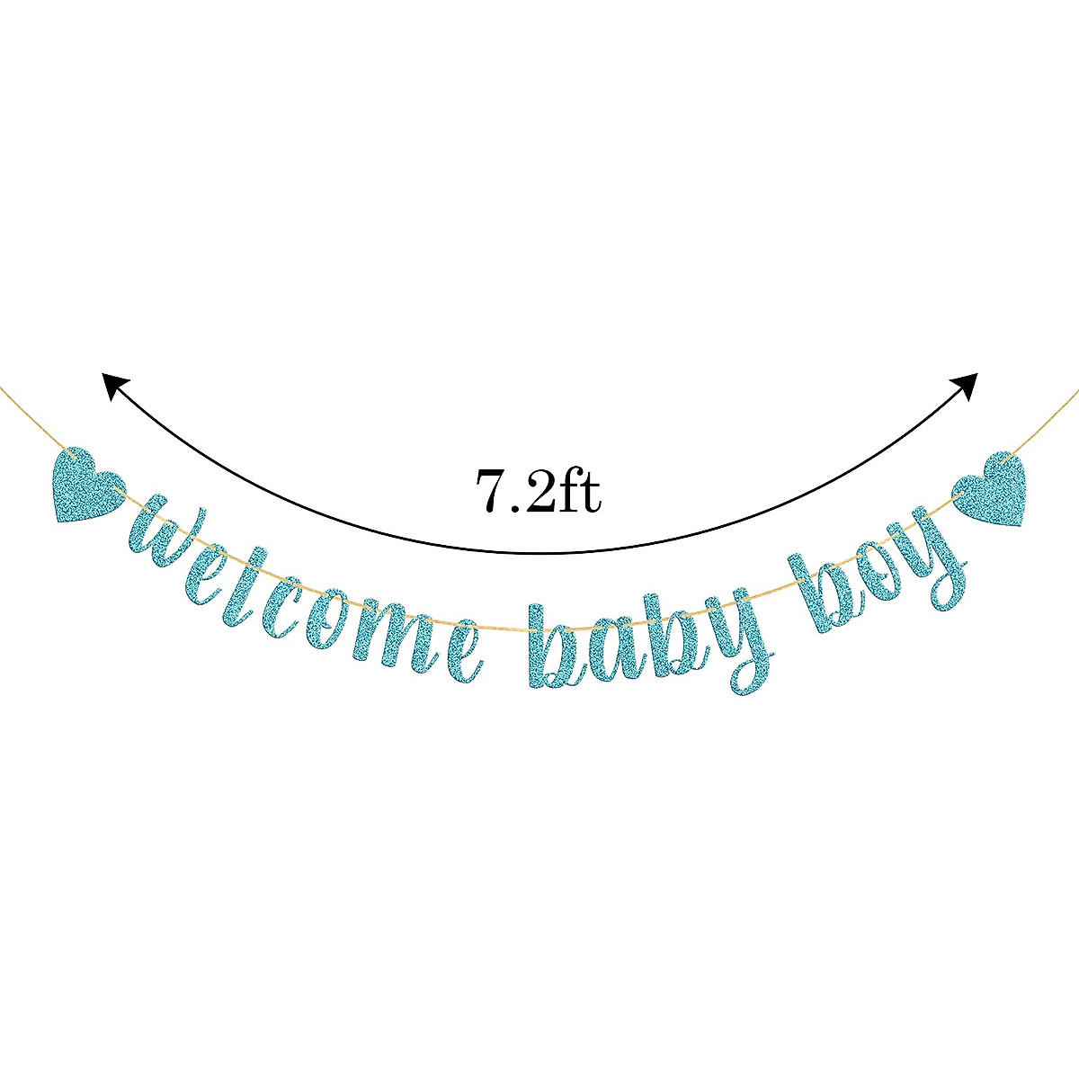 Belrew Welcome Baby Boy Banner, It's a Boy Baby Shower Decor, Gender Reveal Party, Baby 1st Birthday Party Decoration Supplies, Glittery Blue