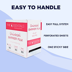 The Essentials Barrier Film Roll with Dispenser Box, 4"x 6" Perforated Sheets Adhesive Barrier Film for Dental, Medical & Tattoo Purposes, 1200 pcs, Clear