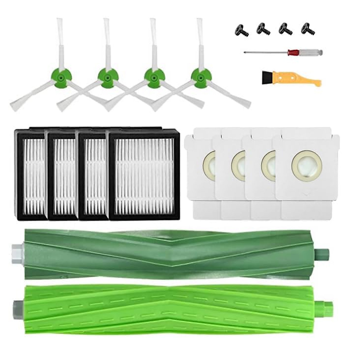 Replacement Parts for iRobot Roomba i7 j7 i3 i4 i7 Plus i1 i3+ i4 i4+ i6 i6+ i8 i8+ j7+ plus, I & j Series robot vacum,Rubber Brush, Filter, Edge-Sweeping Brush, Vacuum Bags