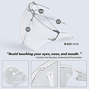 【2PACK】New Transparent Goggle Sunglasses Full Cover,Anti Fog Clear Plastic Face for Adults,See Through Mouth and Nose Facial Clear Face ,Clear Face_ ,Cover Glasses,Crystal Clarity,Reusable,Visor