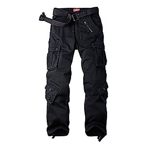 Women's Cotton Casual Military Army Cargo Combat Work Pants with 8 Pocket Black US 10