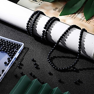 Ecally 300 Pieces Black Matte Onyx Beads Natural Black Agate Round Beads Frosted Onyx Gemstone Loose Beads for Bracelet Necklace Jewelry DIY Making (6 mm)