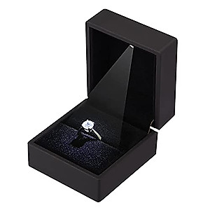 2 Pieces Ring Earring Gift Box with LED light, Elegant Velvet Ring Case Jewelry Display for Proposal, Engagement, Wedding, Gift (Black)