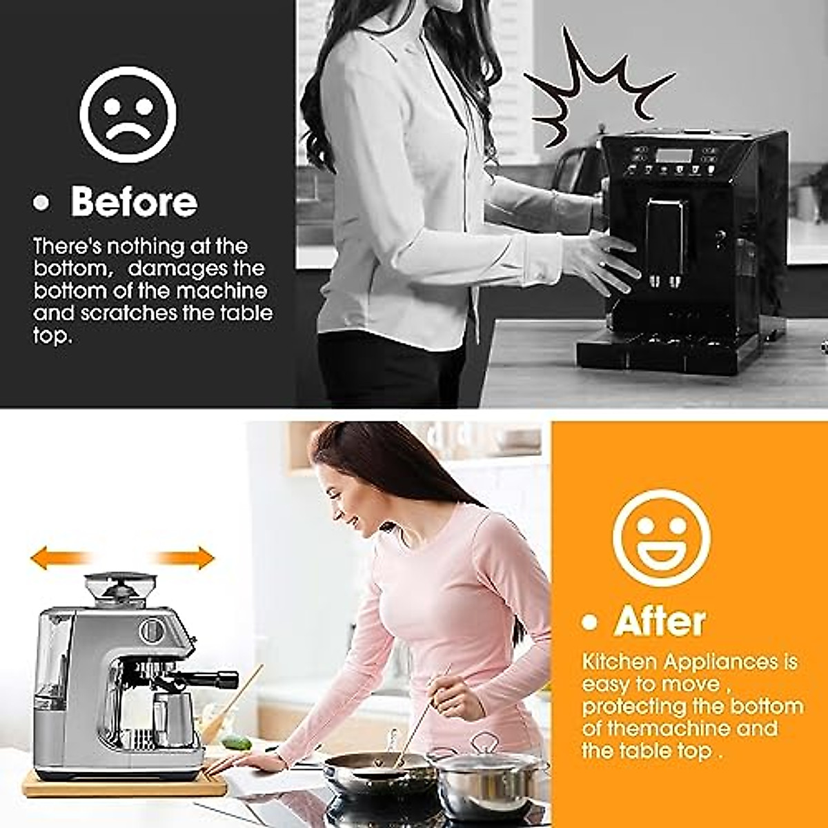 Bamboo Sliding Tray for Heavy Kitchen Appliances -Counter Slider for Stand Mixer, Air Fryer, Coffee Maker, Espresso Machine, Slides Easily from under the Cabinet (Medium - Long (9.5” X 14”))