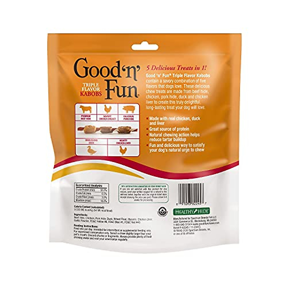 Good'n'Fun Triple Flavored Rawhide Kabobs for Dogs, 12 Oz (3 Pack)