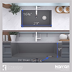 Karran QU-670 Undermount Quartz Composite 32 in. Single Bowl Kitchen Sink in White