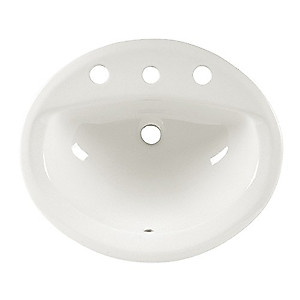 American Standard 0475020.020 Aqualyn Oval Drop-in Bathroom Sink with 3 Faucet Holes (8 Centers), White