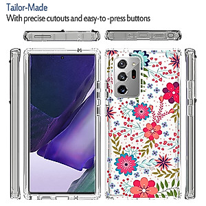 Zoeirc Case for Galaxy Note 20 Ultra 5G, Samsung Note 20 Ultra Clear Case, TPU 360 Full Body Shockproof Hybrid Bumper Crystal Clear Phone Case Cover for Samsung Galaxy Note 20 Ultra (Floral Prints)