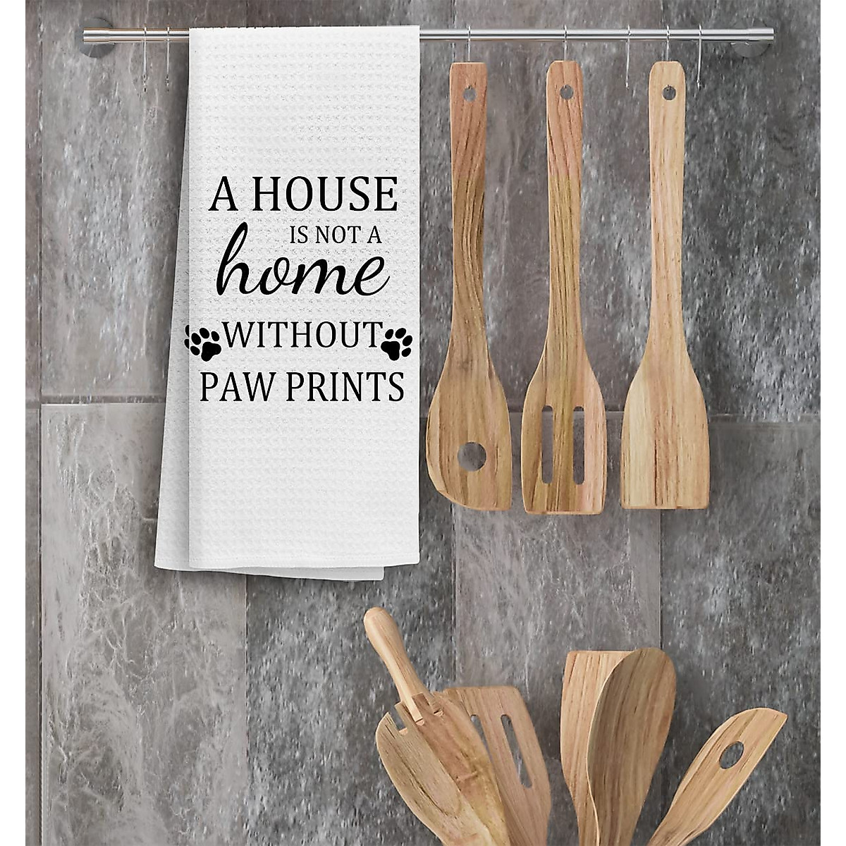 TUNW Dog Kitchen Towels 16″×24″,Dog Decorations for The Home,A House is Not A Home Without Paw Prints Soft and Absorbent Kitchen Tea Towel Dish Towels Hand Towels,Dog Lovers Gifts for Women