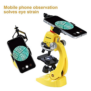 100x-1200x Kids Microscope Kit with Slides, Smartphone Adapter and Accessory Kit,Early Education Toy for Child