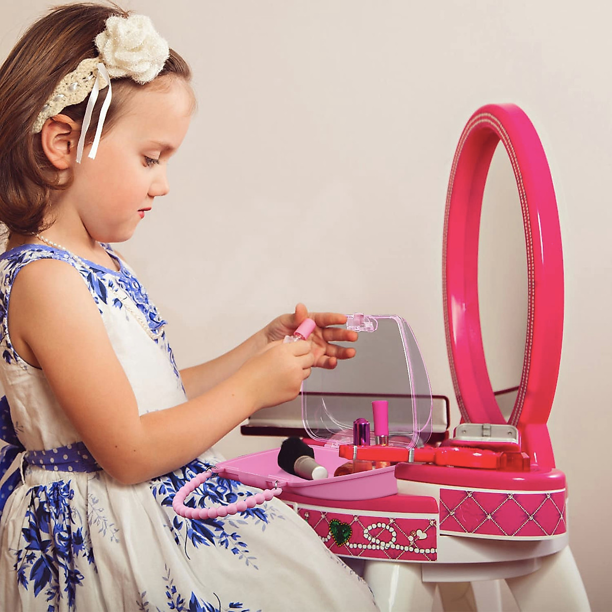 Nsmykhg Plastic Box Storage Box,8 Pack Small Plastic Box Mini Clear Plastic Storage Containers Plastic Beads Storage Containers for Beads, Crafts, Jewelry, Small Items (Pink Handle Bags)