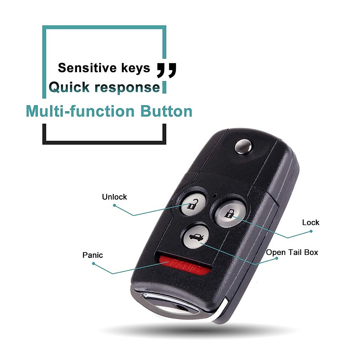 SELEAD Flip Key Fob 4 Buttons Keyless Entry Remote Key SHELL CASE fit for 2007-2014 Acura MDX RDX TL TSX ZDX Accord Antitheft Keyless Entry Systems IYZFBSB802 1pc US Stock
