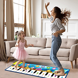 Foayex Valentines Day Gifts for Toddlers Boys & Girls Toys,Foldable Musical Toys, Learning Floor Mat with 8 Instrument Sounds-Touch Play for Early Education, Birthday Gifts for Baby Boys Girls