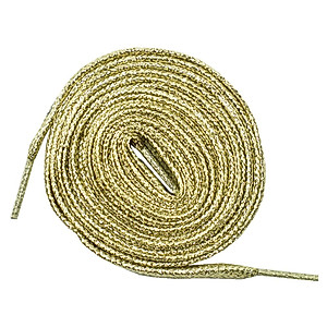 DECKER Gold Metallic Glitter Flat shoelaces Colorful Fashion 2 pairs pack for Canvas Sneaker Athletic (54 inch (137 cm), Gold)