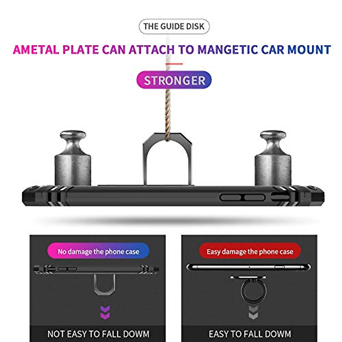 LeYi Compatible for iPhone 8 Case, iPhone 7 Case, iPhone 6s/ 6 Case with Tempered Glass Screen Protector [2 Pack], Military-Grade Protective Phone Case with Kickstand Ring for iPhone 6/6s/7/8, Black