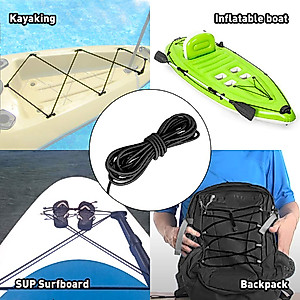 10mx4mm Marine Grade Bungee Shock Cords Elastic Tie Down Straps Cable Kayak Stretch String Rope for Marine Kayak, Trailer Strap, Shoe Laces, Hammocks, DIY Crafting (Black)