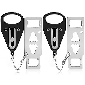Portable Door Lock Home Security,2 Pack Security Door Lock for Travel, Safety and Privacy Protection, Practical Suitable for Hotel Room Airbnb and Apartment Doors, College Room Black