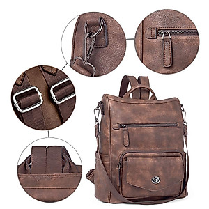 CLUCI Backpack Purse for Women Leather Convertible Fashion Designer Bookbag Ladies Travel Large Anti-Theft Shoulder Bags Women Wallet Large Leather Designer Zip Around Card HolderTwo-Tone Coffee