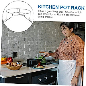 Uonlytech Pot Rack Metal Teapot Metal Shelf Brackets Round Chafing Dish Heat Insulated Pot Rack Steam Pot Rack Steam Pot Stand Round Pot Rack Pot Steamer Holder Steam Rack Silver Pan Air