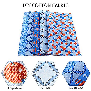 HEALLILY Fabrics 5Pcs Christmas Snowflake Cotton Fabric Bundles Patchwork Xmas Printed Craft Fabric Square DIY Christmas Sewing Scrapbooking Quilting