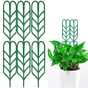 Jashem Garden Trellis for Climbing Plants 6 PCS Plastic Indoor Trellis for Potted Plants Green Stackable Mini Climbing Plant Stupport DIY Flower Pot Support for Pea Vegetable Clematis (6 Packs)